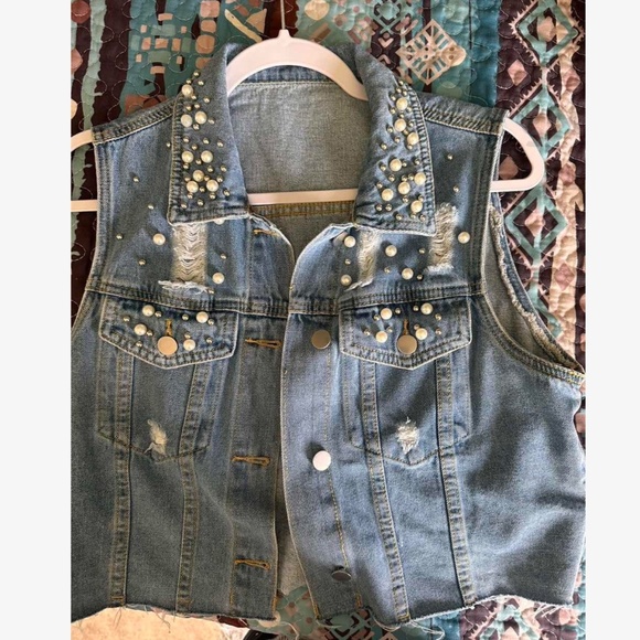 BellanBlue | Jackets & Coats | Distressed Button Jean Cropped Denim ...